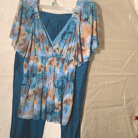 cha cha vente | Tops | Cha Cha Vente Blue And Orange Blouse | Poshmark